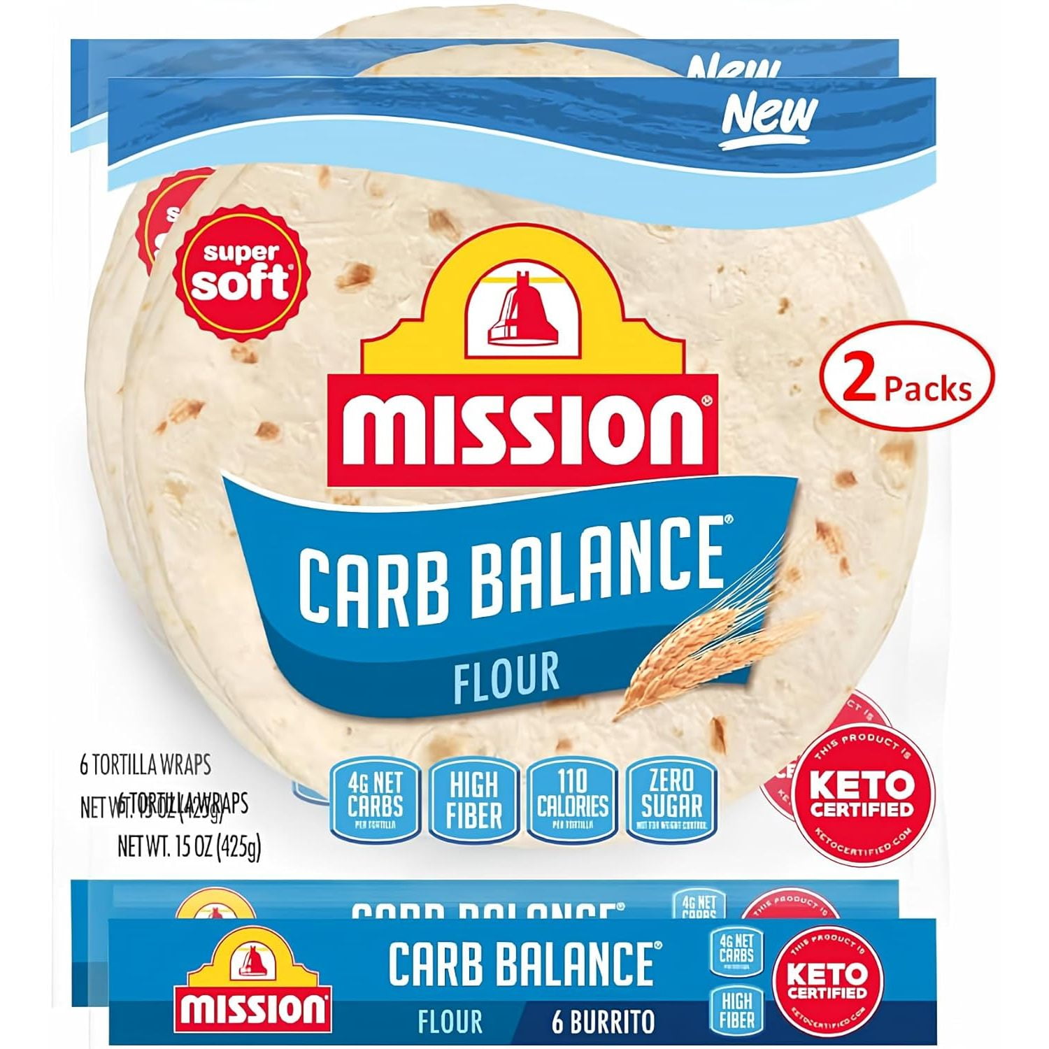 Mission Carb Balance Burrito 10" Flour Tortilla 2 Pack | 6 ct., 15 oz ...