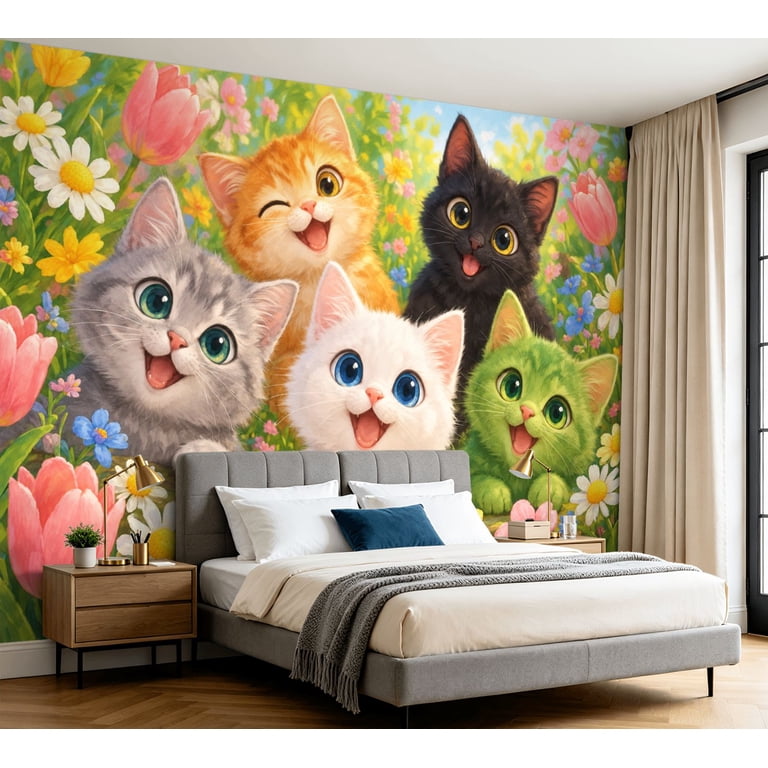 Wall Mural Cute Kittens for nursery Large Peel and Stick Wallpaper ...