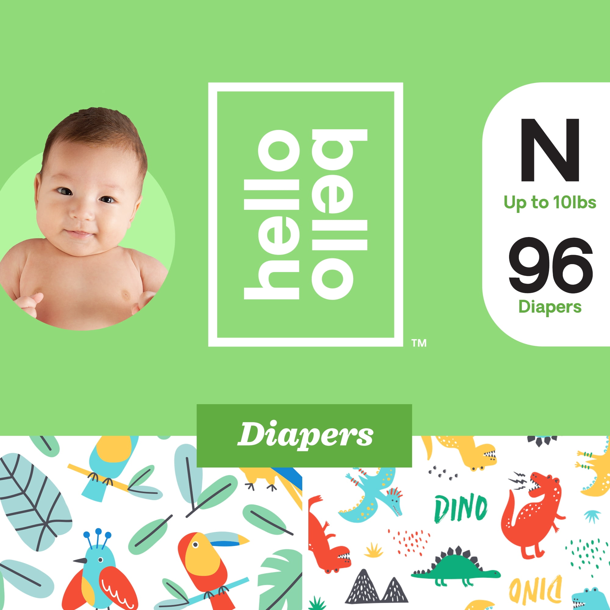 Hello Bello Club Box Diapers - Tooty Tweets & Hear Our Roars - Size N ...