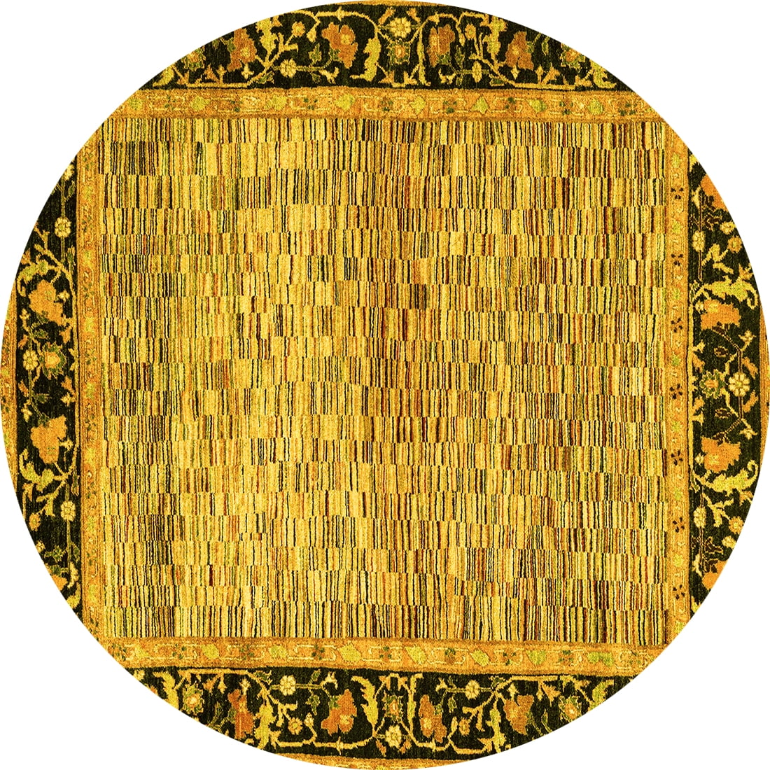 Ahgly Company Machine Washable Indoor Round Oriental Yellow Modern Area ...