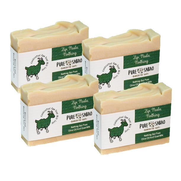 Pure Sabao Zip Nada Nothing Olive Oil And Goat Milk Soap 4 Pack