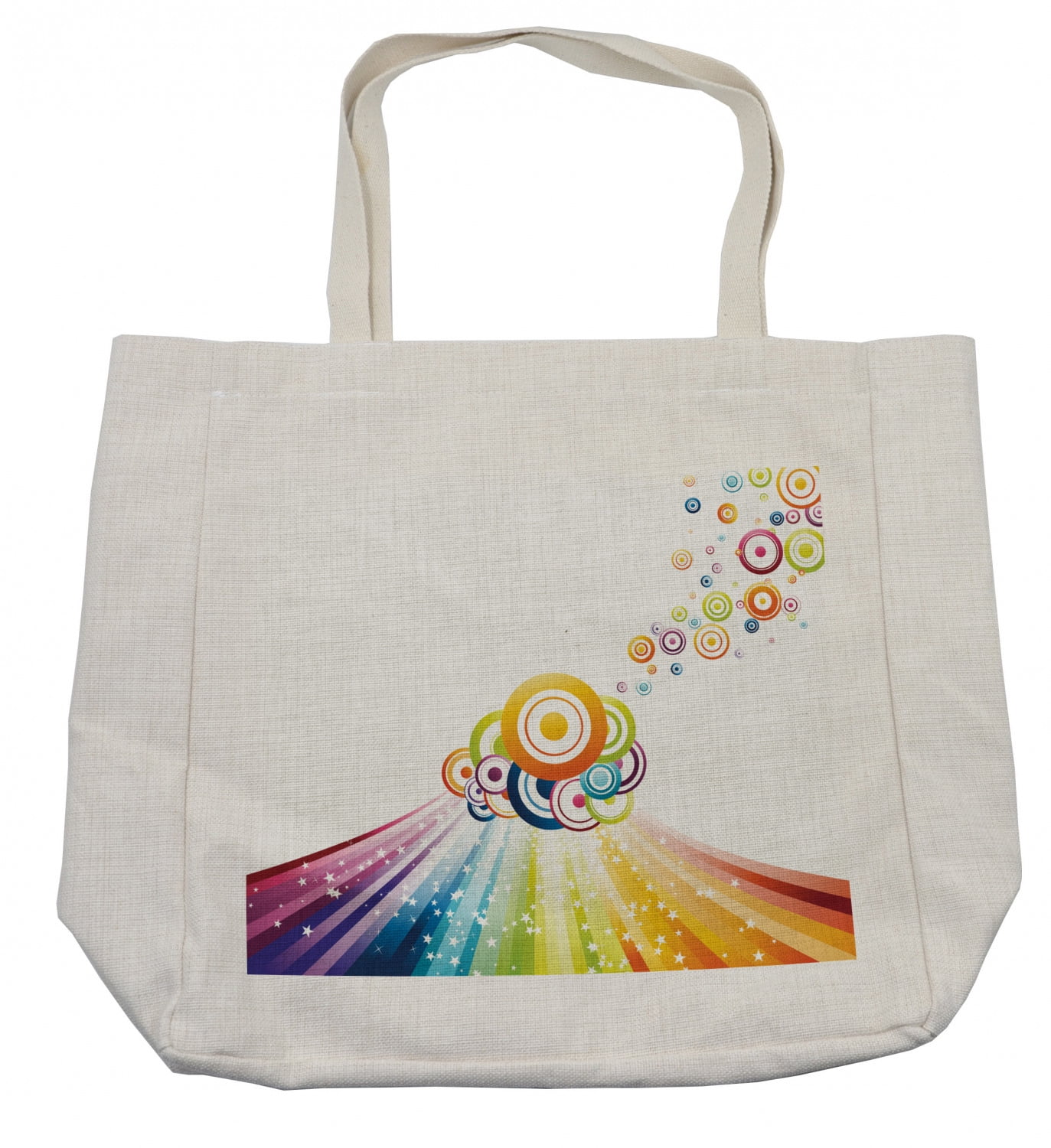 Vintage Rainbow Shopping Bag, Colorful Stripes Wave and Bullseye ...