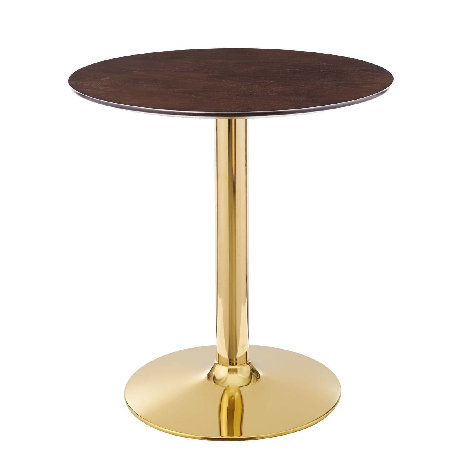 28 inch Dining Table, Round, Gold Walnut, Wood, Metal Steel, Modern ...