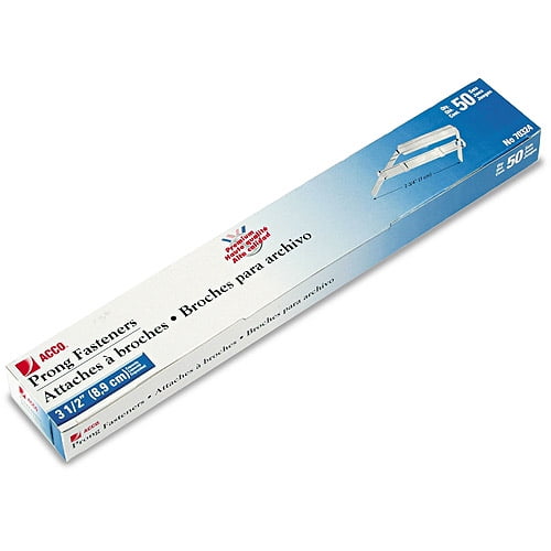 ACCO Premium 2 Piece Paper Fasteners, 3-1/2" Capacity, 2-3/4" Ctr-To ...