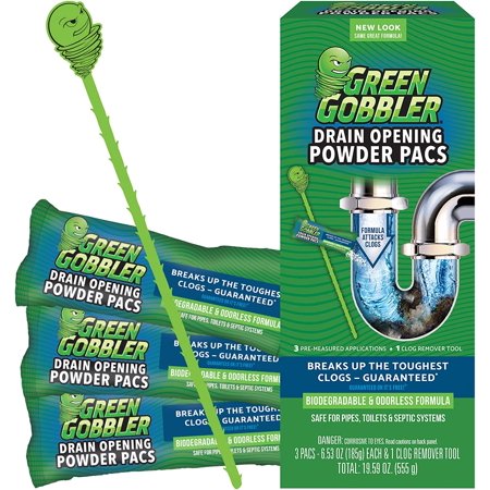 3 Pac, Drain Opener Pacs for Drain and Toilet Clogs - with Free Hair ...