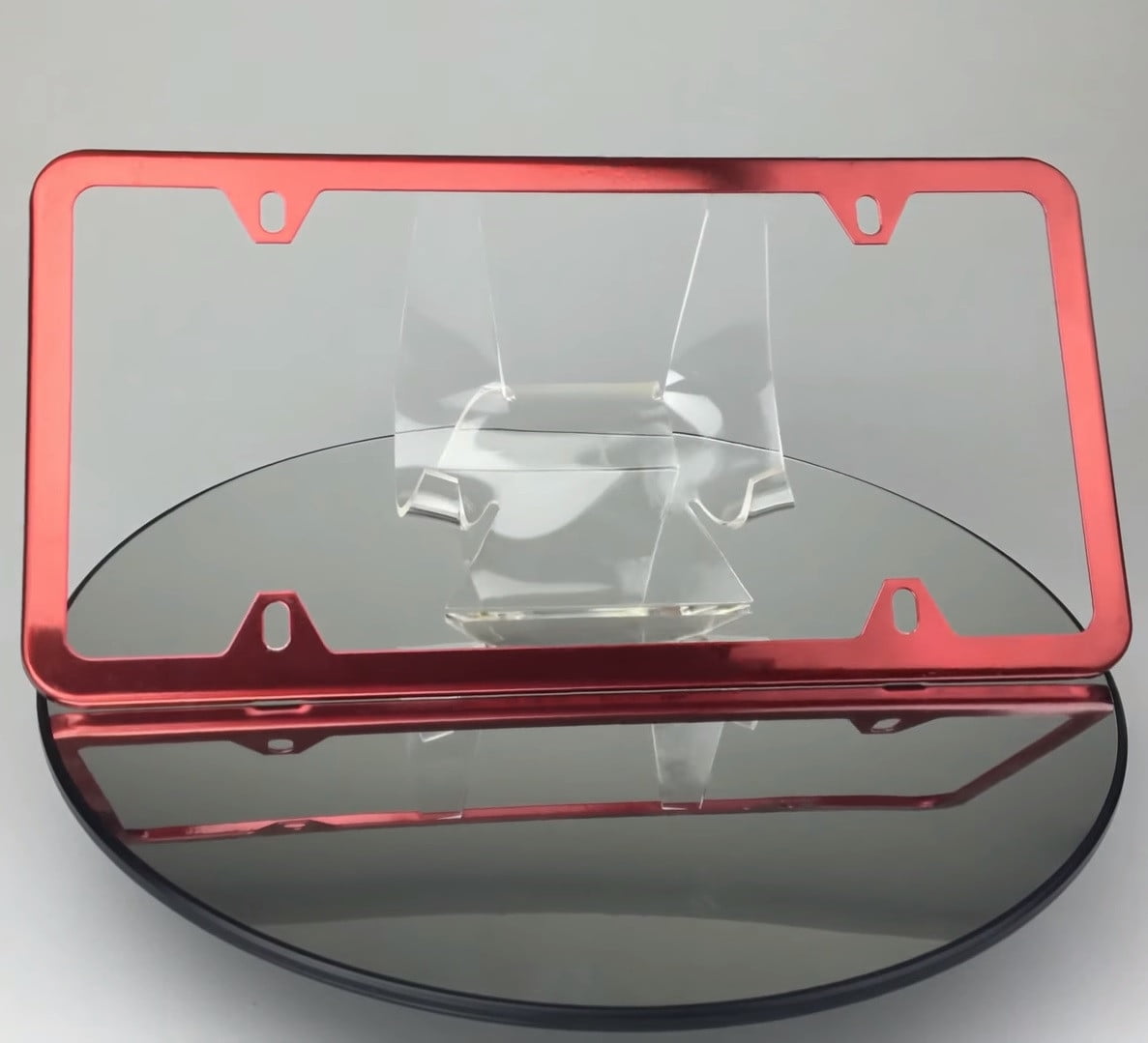 Slim 4 Holes Style Powder Coated Candy Red Stainless Steel License ...