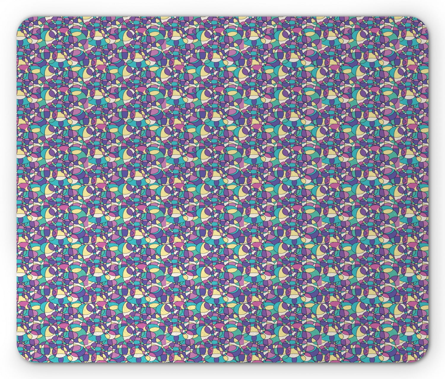 Geometric Mouse Pad, Colorful Retro Inspired Pattern with Quirky Rounds ...