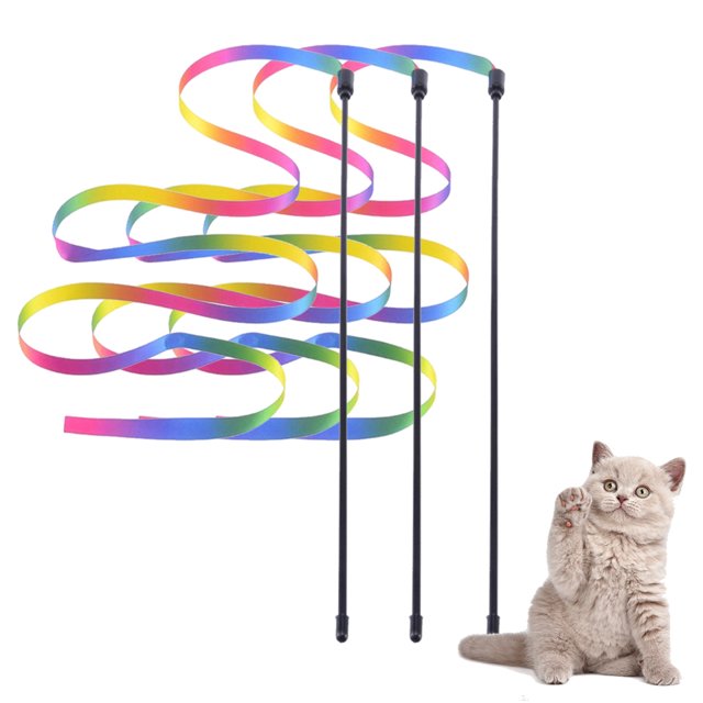 Feelers Interactive Cat Rainbow Wand Toys, Interactive Cat Teaser Wand ...