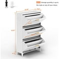 Kavey Narrow Metal Shoe Cabinet, White Modern Storage for 18-24 Pairs ...