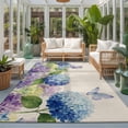 Blue Purple Hydrangea Area Rugs 3x5ft Summer Floral Butterfly Linen ...