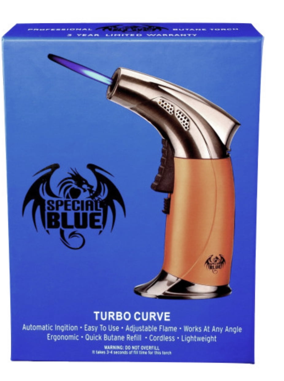 Professional Special blue Butane Touch Turbo Curve Automatic Ignition ...