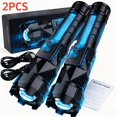 2 Pack USB Rechargeable Flashlight, Zoomable with 3 Modes & Power ...