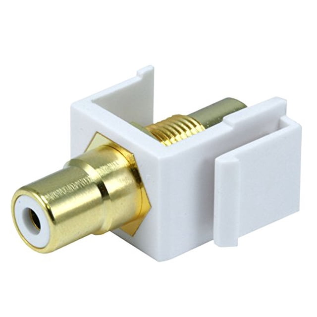 eDragon Keystone Jack - Modular RCA w/White Center White - Walmart.com