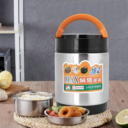 TOPINCN Stainless Steel Three-layer Thermos Food Container Heat ...