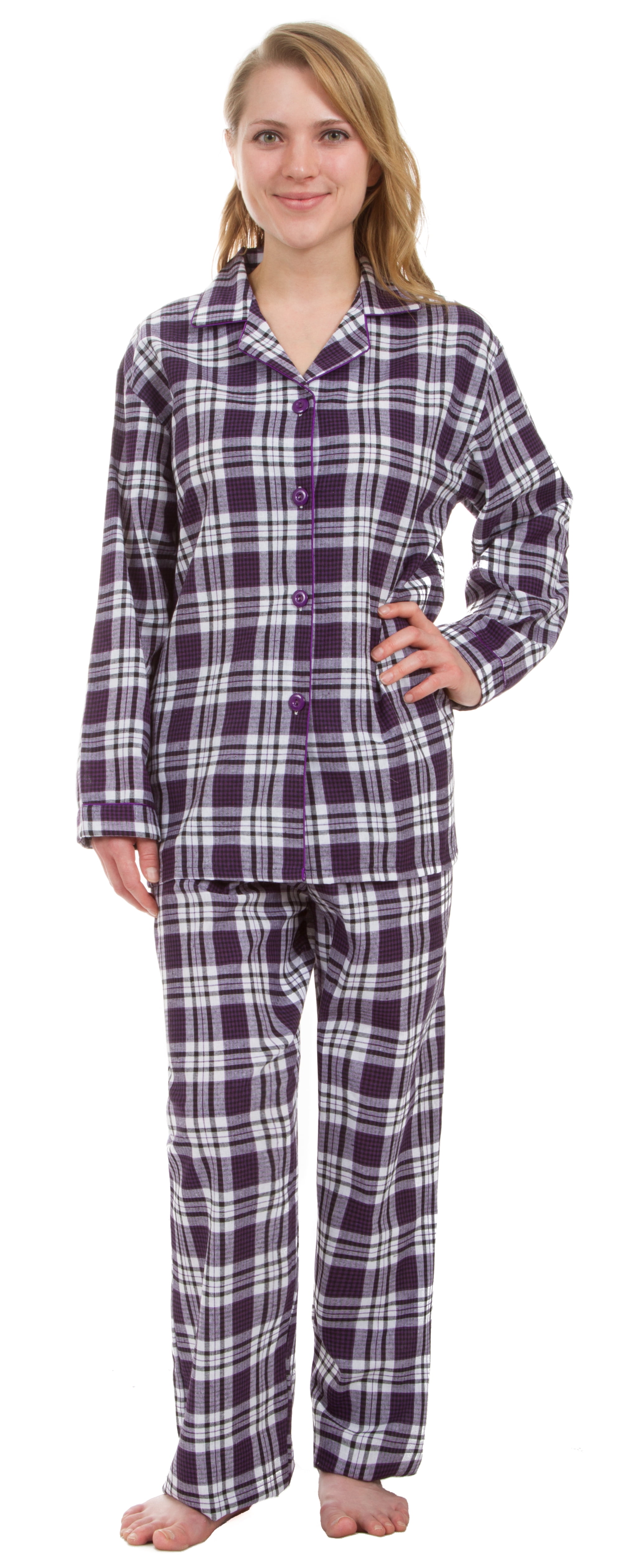 Leisureland Women's Purple Plaid Pajama Set - Walmart.com