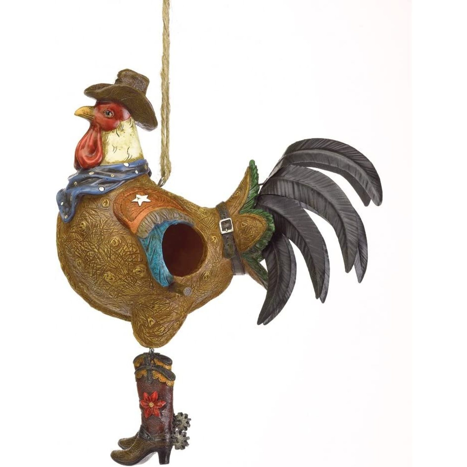 Gifts & Decor Cowboy Rooster Theme Outdoor pp House/Feeder - Walmart.com