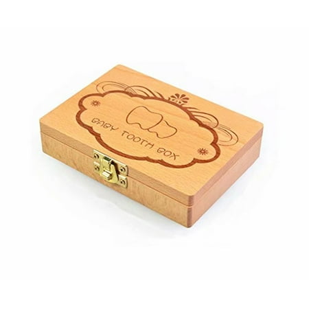 Wood Baby Teeth Box Wooden Tooth Keepsake Box Kids Milk Teeth/Umbilical ...