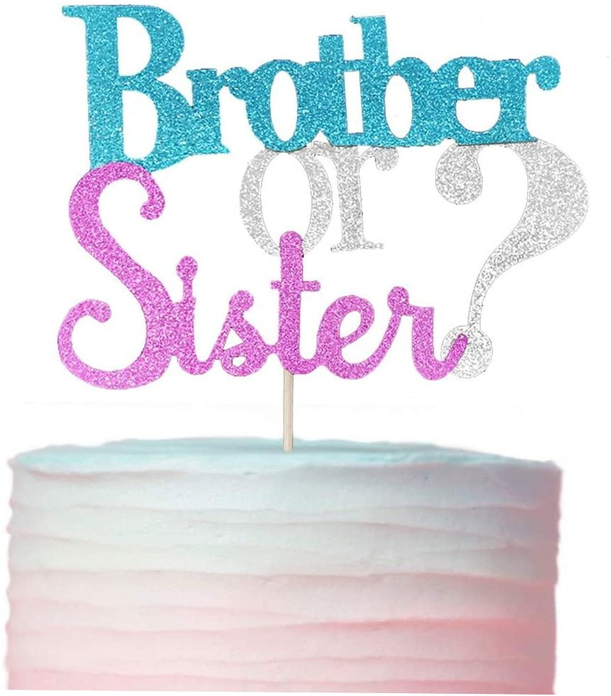 Buy Cake Toppers Glitter Brother Or Sister Cake Topper, Boy Or, Purple ...