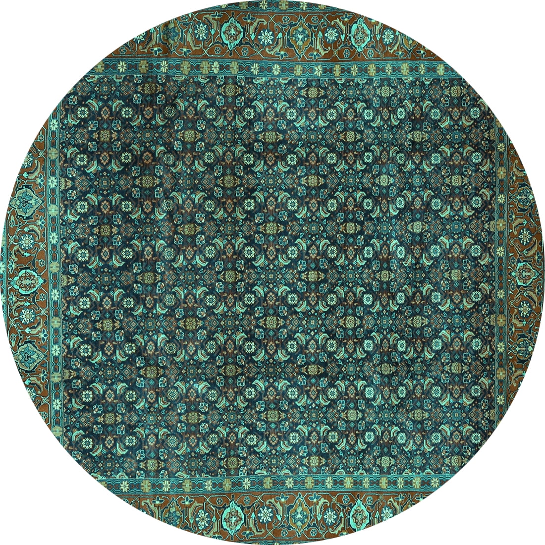 Ahgly Company Indoor Round Persian Turquoise Blue Traditional Area Rugs ...