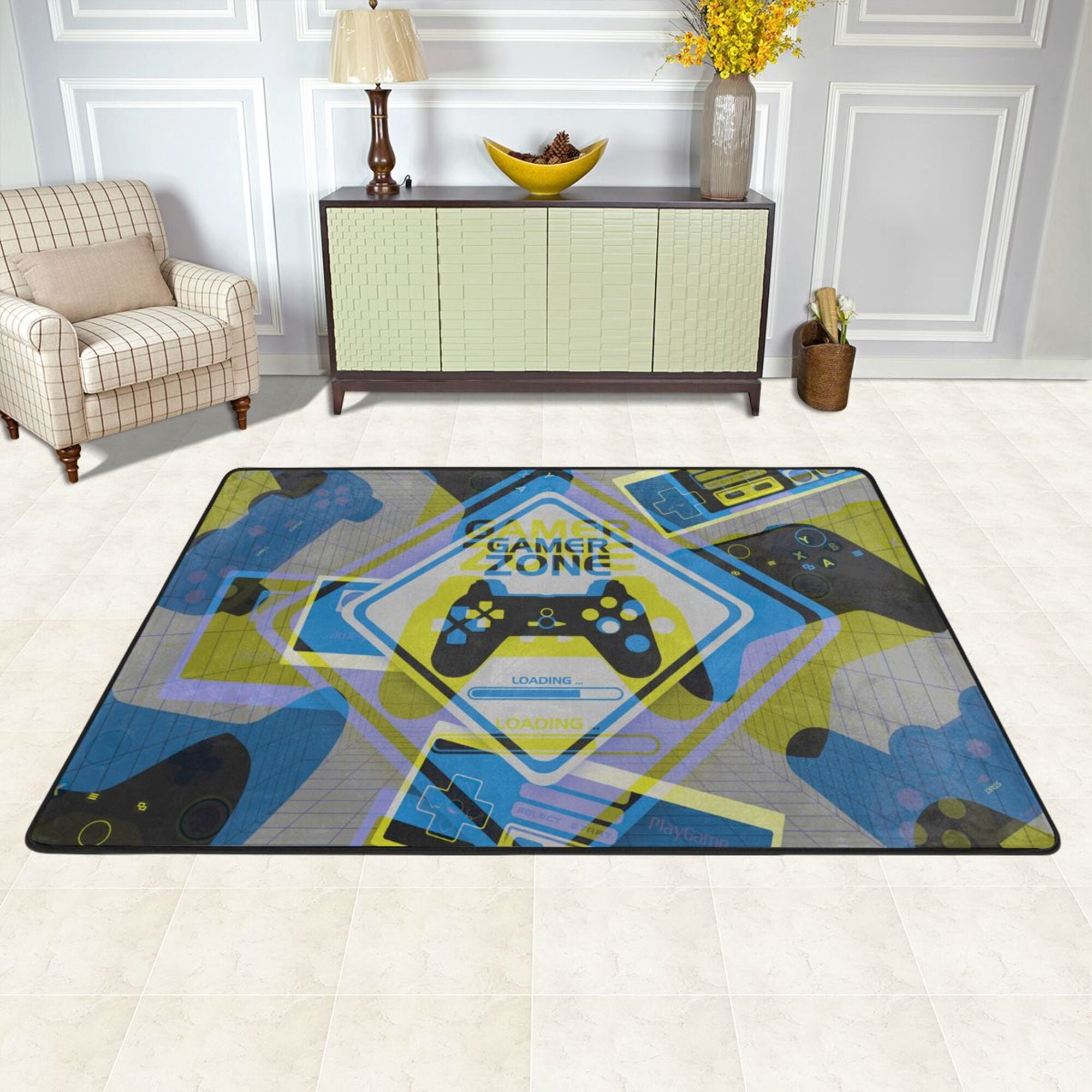 XMXY Area Rugs Doormat Outdoor Entrance, Gamer Zone Game Time Facecloth ...