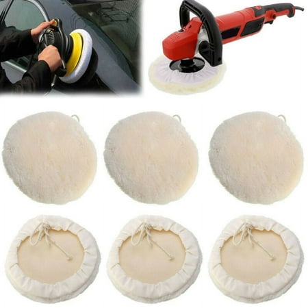 6PCS 7inch Car Auto Wool Bonnet Buffing Wheel Pad Buffer Polishing ...