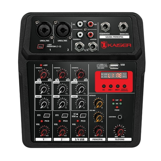 Mezcladora Musical de 4 Canales Bluetooth 2 Efectos Phantom Power 48V KMB-4802 | Bodega Aurrera ...