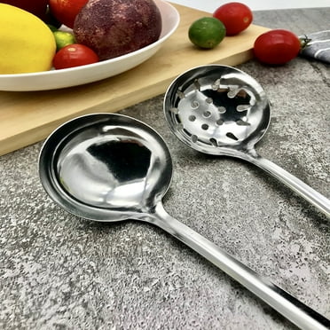 Ludlz 1/2PCS Slotted Spoon and Soup Ladle Set Stainless Steel ...