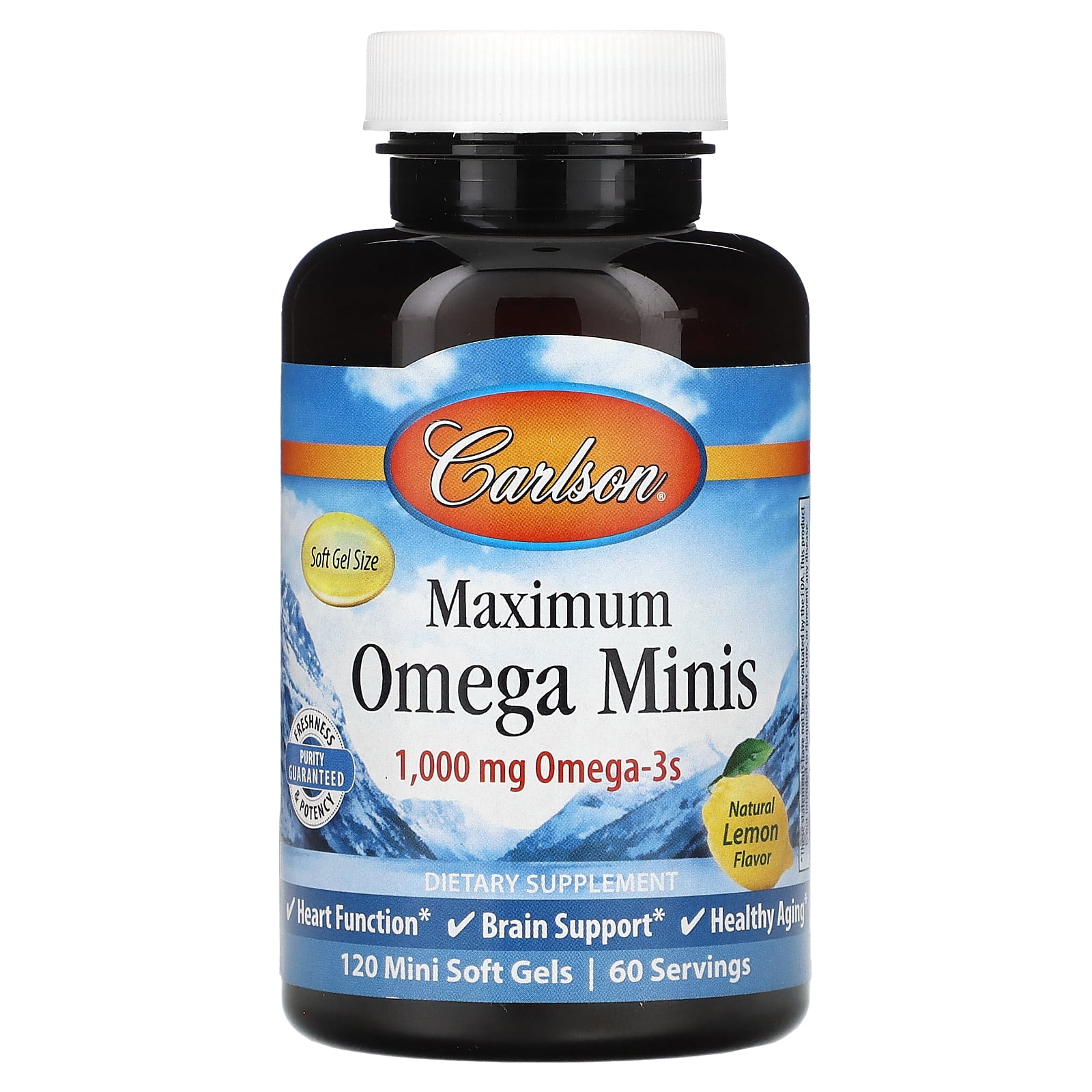Maximum Omega Minis, Natural Lemon Flavor, 500 mg, 120 Mini Softgels ...