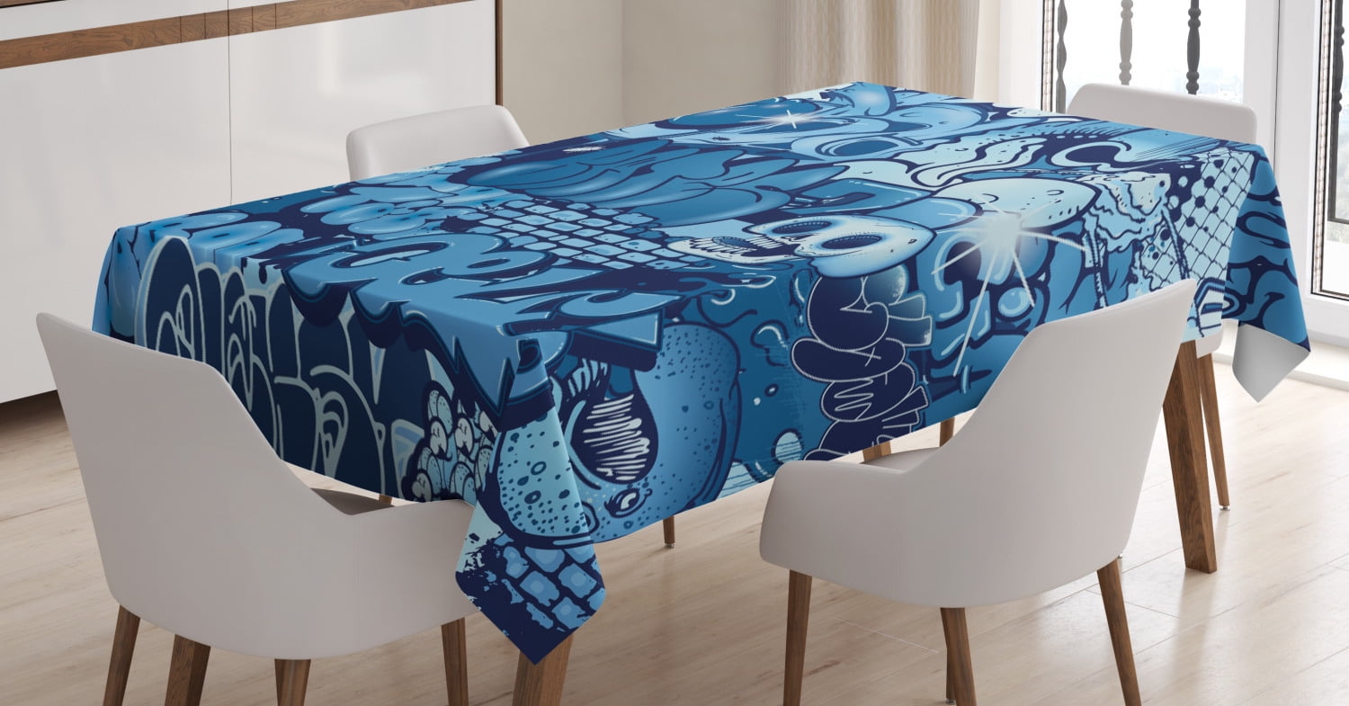 Ambesonne Urban Graffiti Tablecloth Rectangular Table Cover, Xenomorph ...