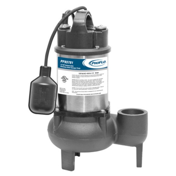 Proflo Pf93781 1/2 Hp Cast Iron Submersible Sewage Pump - Walmart.com ...