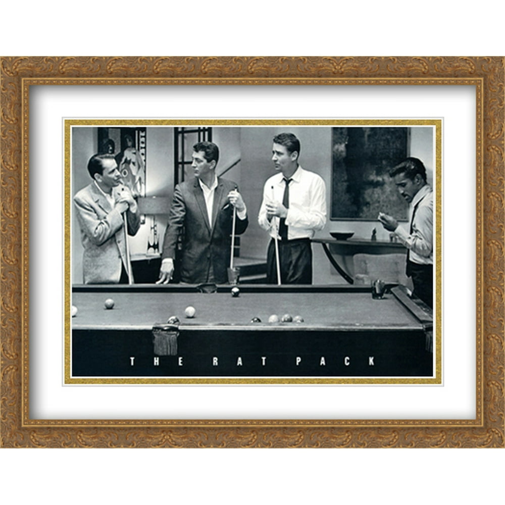 Rat Pack-Shooting Pool 2x Matted 40x28 Large Gold Ornate Framed Art ...