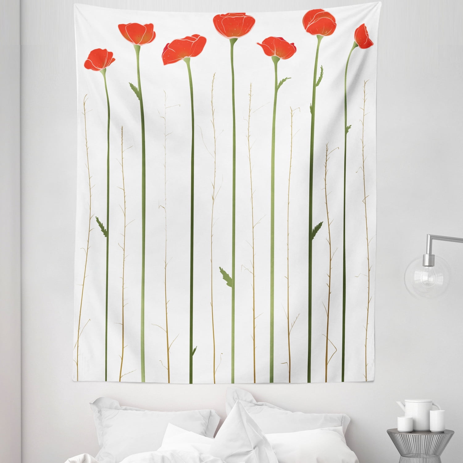 Flower Tapestry, Floral Gardening Theme Image of Poppies Flourishing on ...