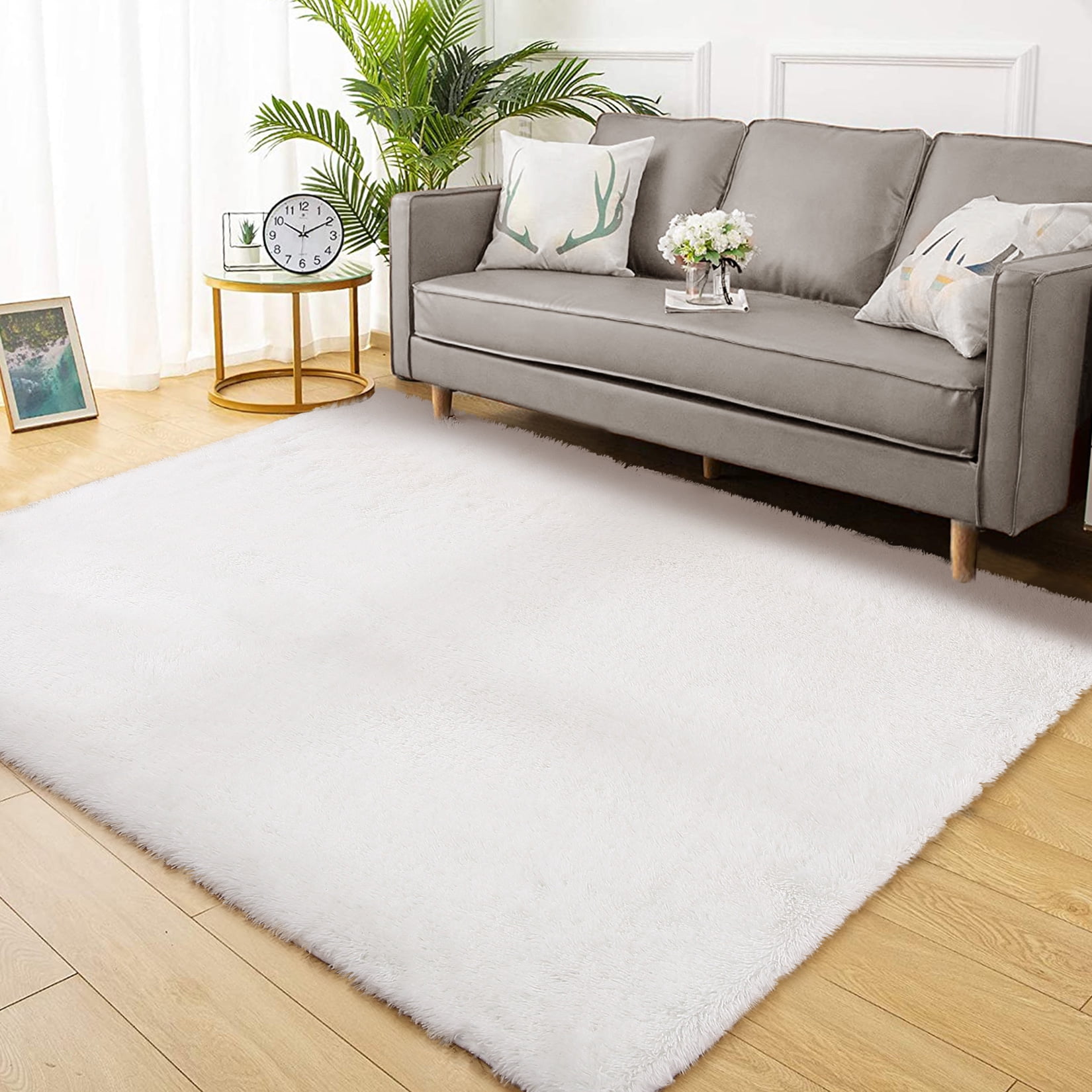 Click here for Ourlova 8x10 White Fluffy Shag Rug - Plush Soft In... prices
