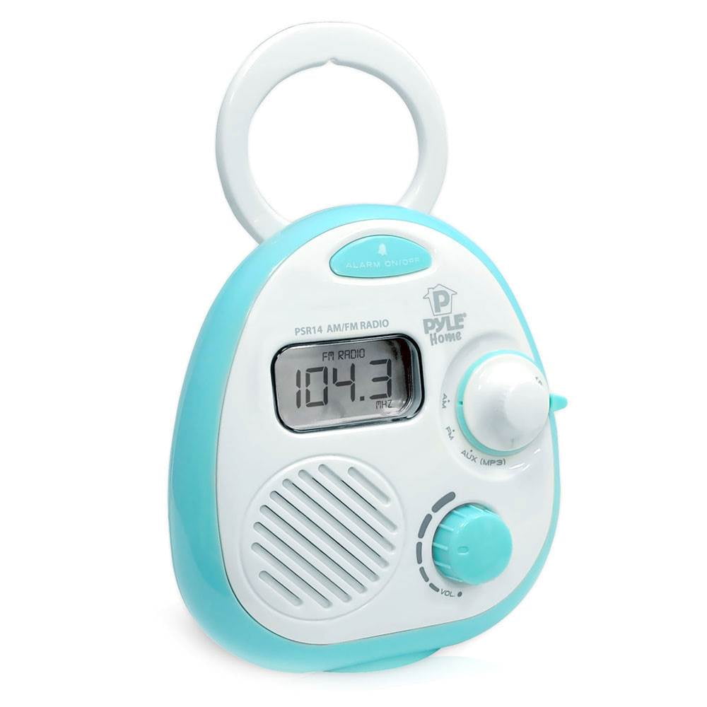 Pyle Psr14 Lcd Digital Hang Waterproof Am Fm Aux Shower Clock Radio