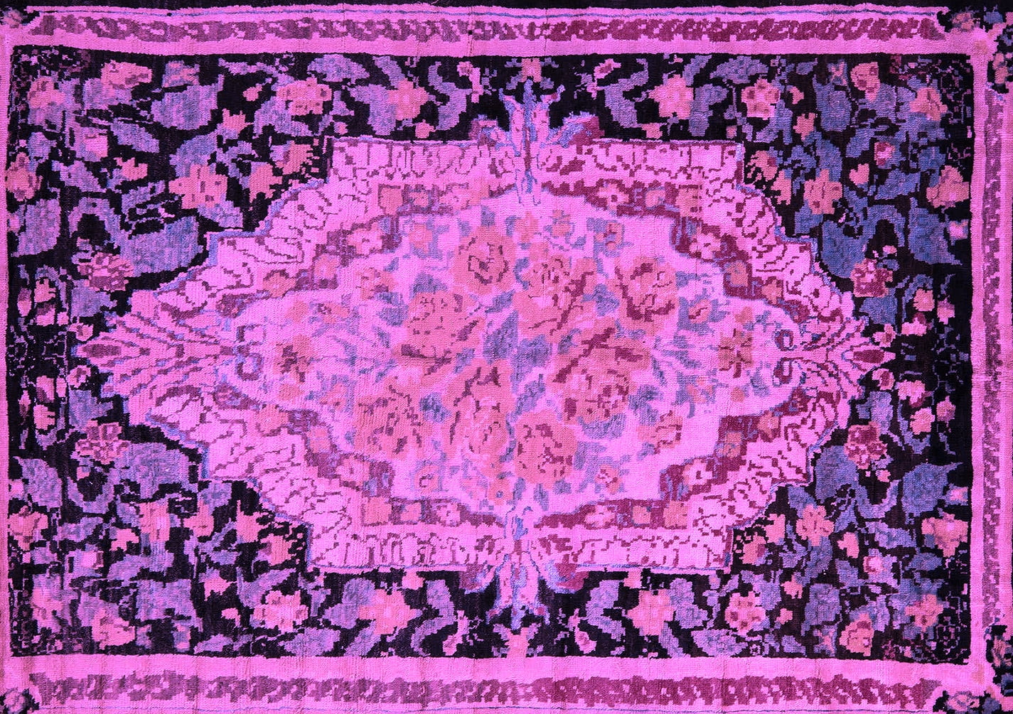 Ahgly Company Indoor Rectangle Medallion Purple French Area Rugs, 2' x ...