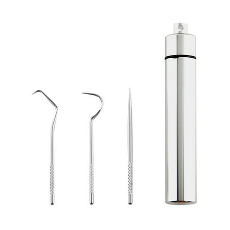 304 stainless steel toothpick set floss metal picking portable storage ...
