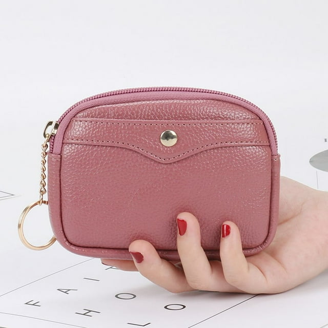 Fashion with Key Ring PU Leather Short Small Keychain Mini Coin Purse ...