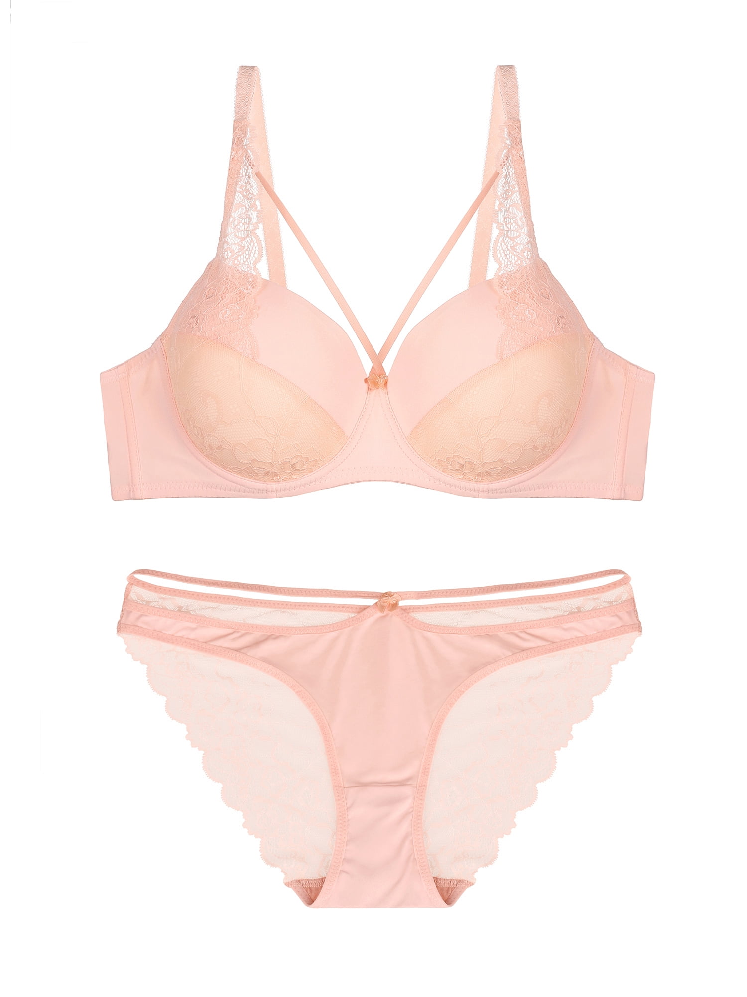 Unique Bargains Womens Plus Size 2 Piece Sexy Sheer Lace Matching Bras