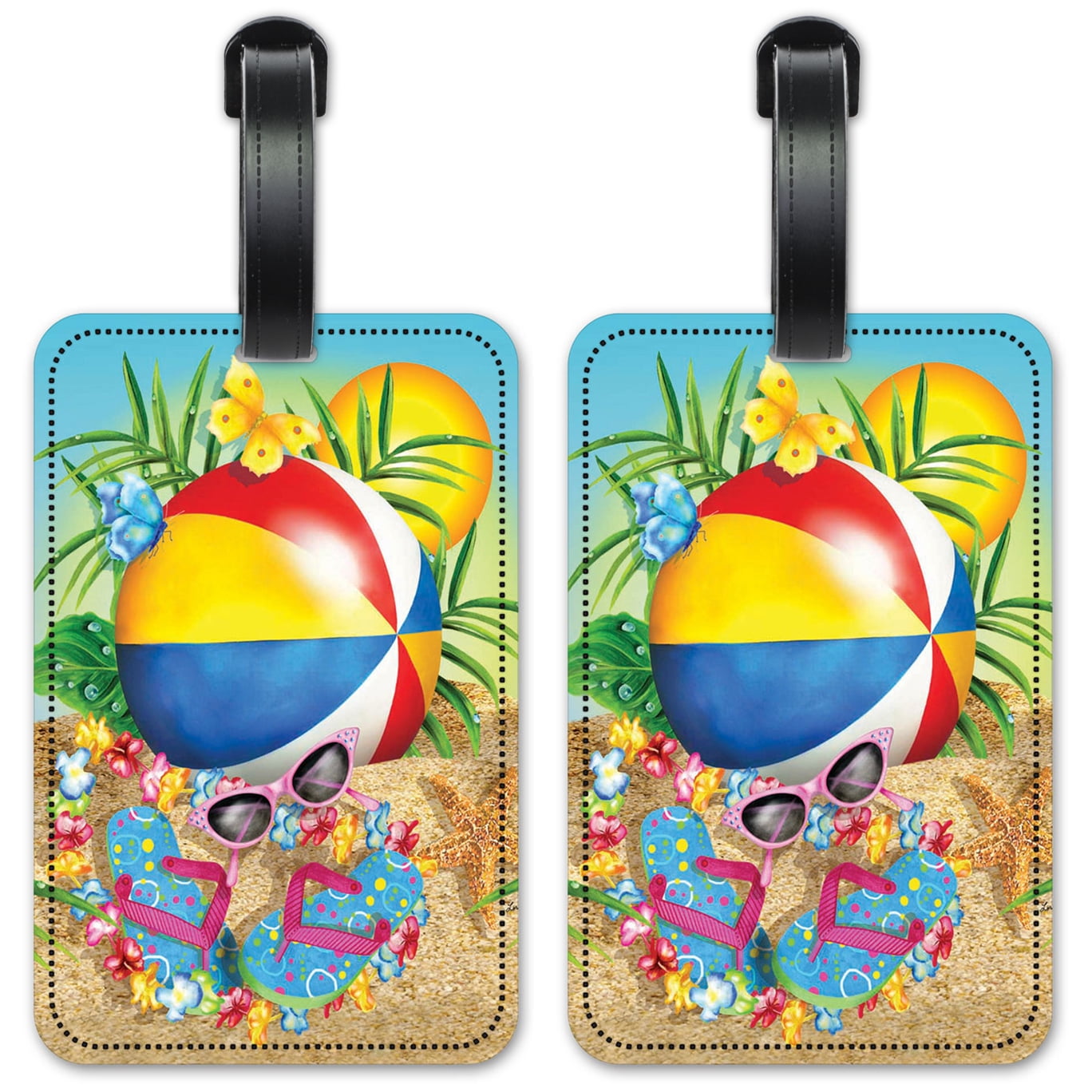 Beach Ball - Luggage ID Tags / Suitcase Identification Cards - Set of 2 ...