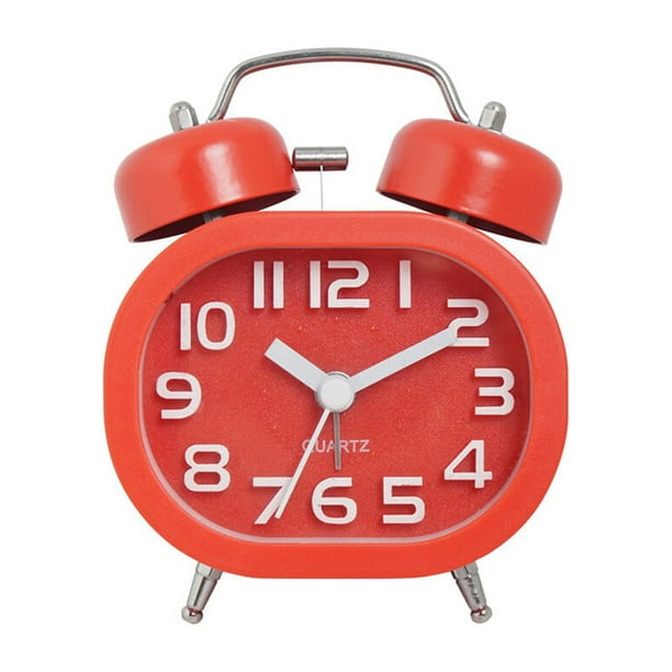 Langgg Alarm Clock Non-Tick Sweeper Bedroom Glass Mirror Timepiece ...
