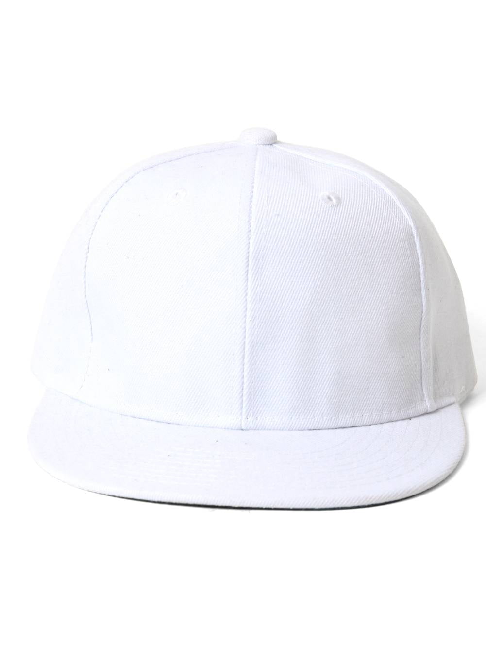 Solid Plain Style Flatbill Snapback Hat Cap, White - Walmart.com