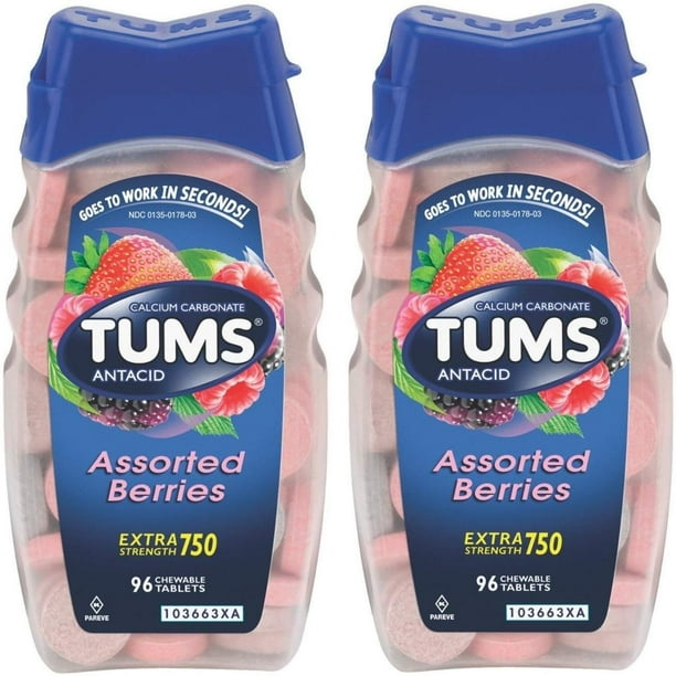 Tums Antacid Chewable Tablets, Extra Strength 750, Assorted Berries ...