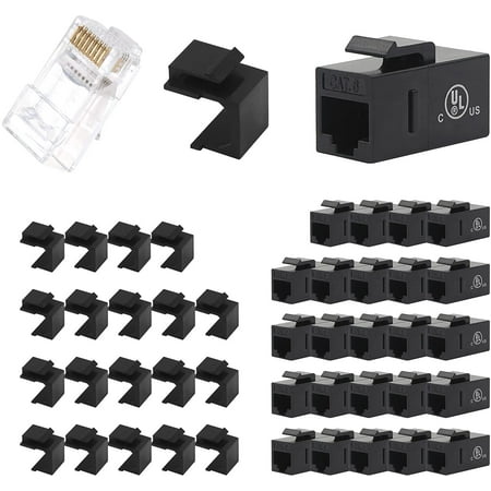 20-Pack Blank Keystone Jack Inserts Bundle with 25-Pack UL Listed CAT6 ...