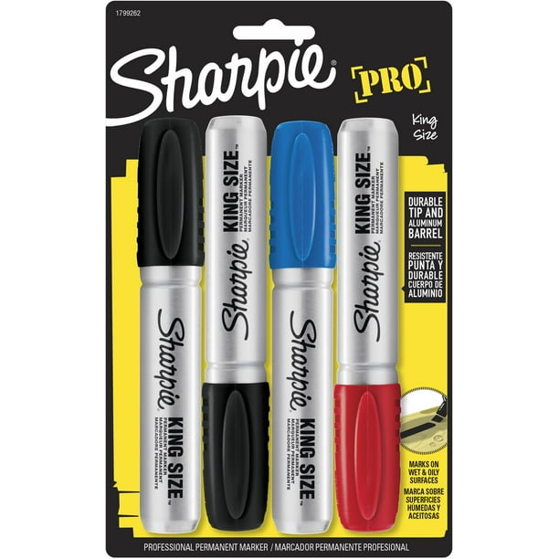 Sharpie Pro King Size Permanent Markers Chisel Tip Assorted Colors 4 ...
