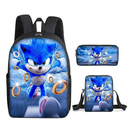 Sonic Backpack 3 Piece Combo Set Elementary Cartoon Backpack Cartoon ...