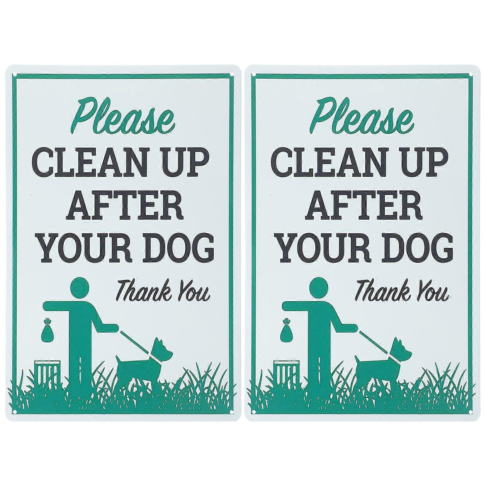 2Pcs Metal Dog Poop Warning Sign Pet Dog Toilet Warning Sign Clean Up ...