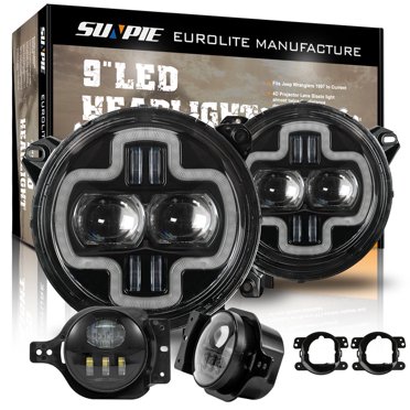 Sunpie 9 Inch RGB Halo DRL LED Headlights for 2018-2024 Jeep Wrangler ...