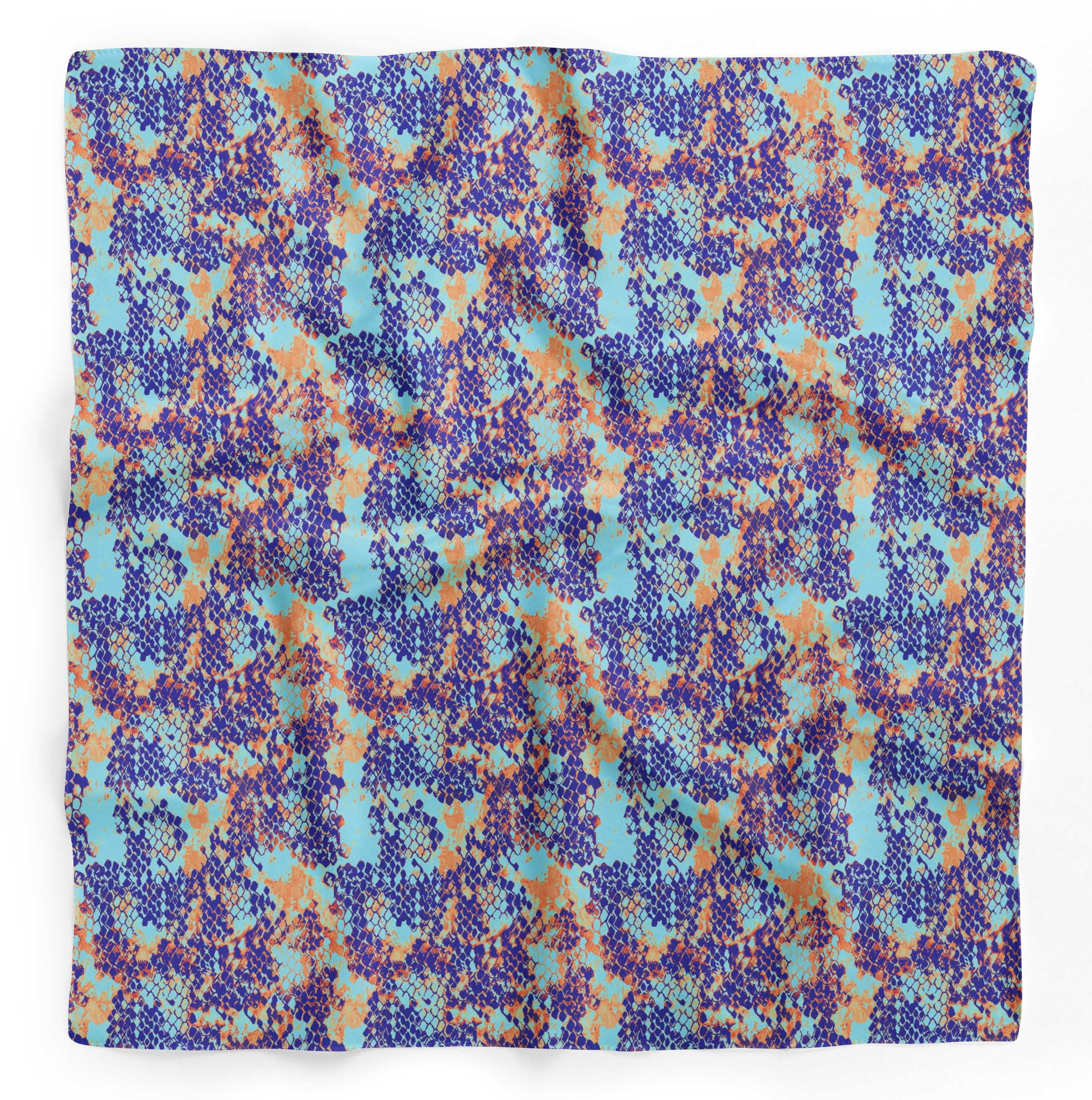 Bimba Green Snake Animal Skin Printed Pure Silk Scarf For Hair Neck ...