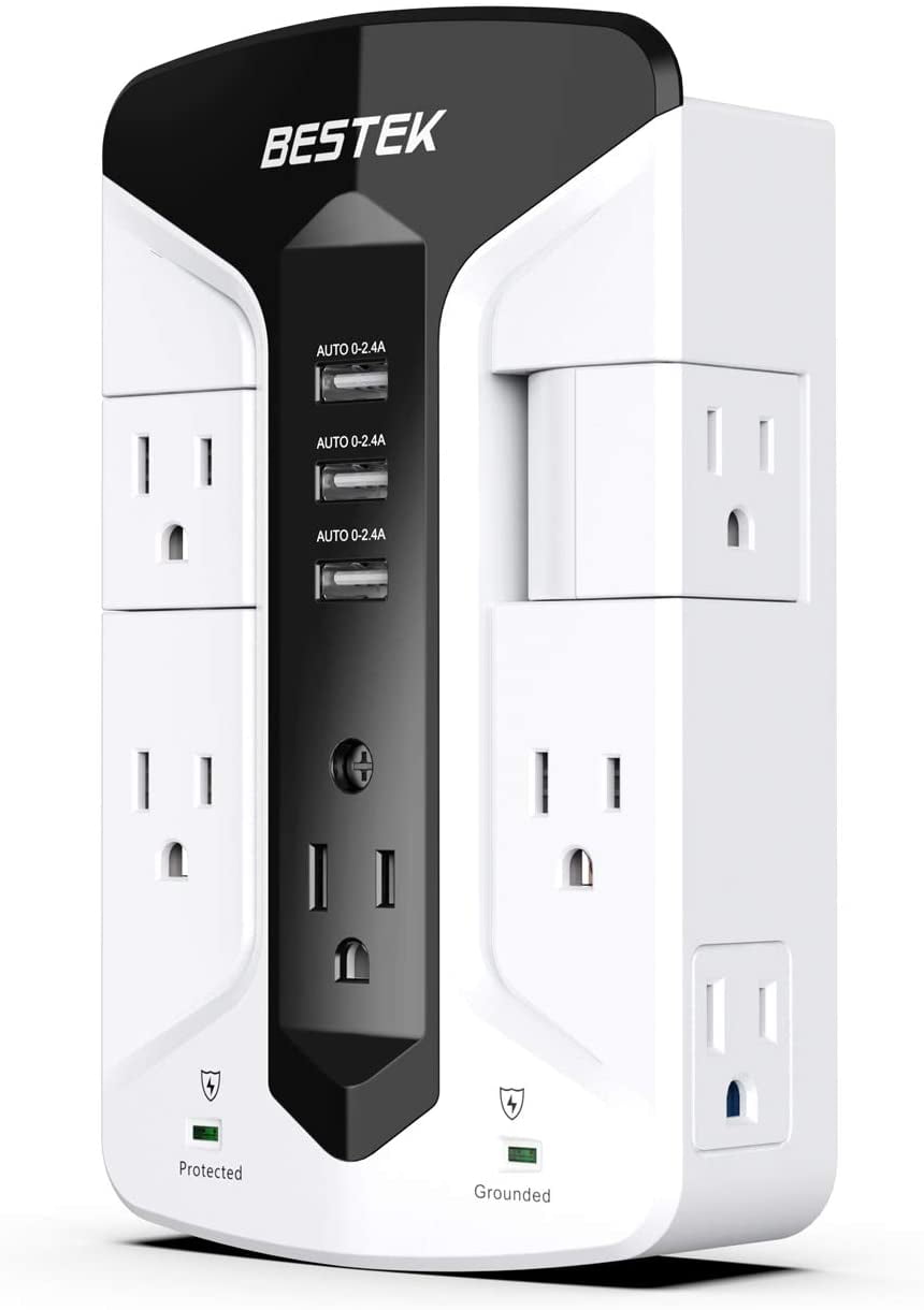 BESTEK 7-Outlet Wall Tap Surge Protector Power Strip with Swivel ...