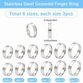 18Pcs 6 Styles 201 Stainless Steel Grooved Finger Ring Settings Ring ...